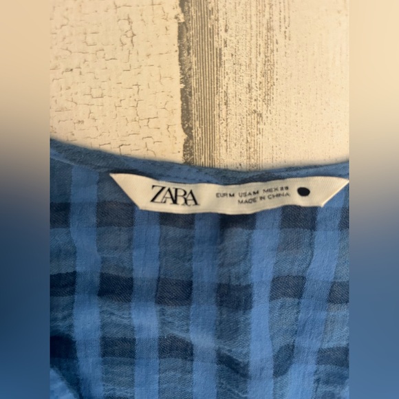 Zara | Dresses | Zara Wrap Dress In Blue Plaid | Poshmark